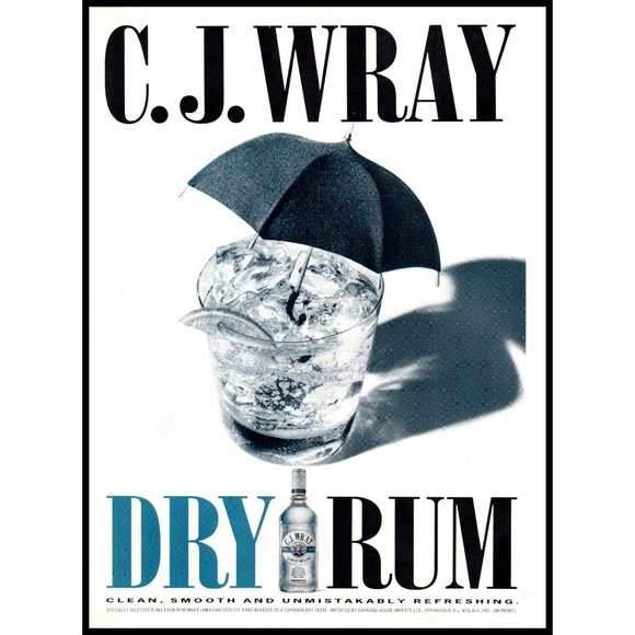C.J. Wray | Art | 992 Cj Wray Dry Rum Vintage Print Ad Gray Umbrella ...